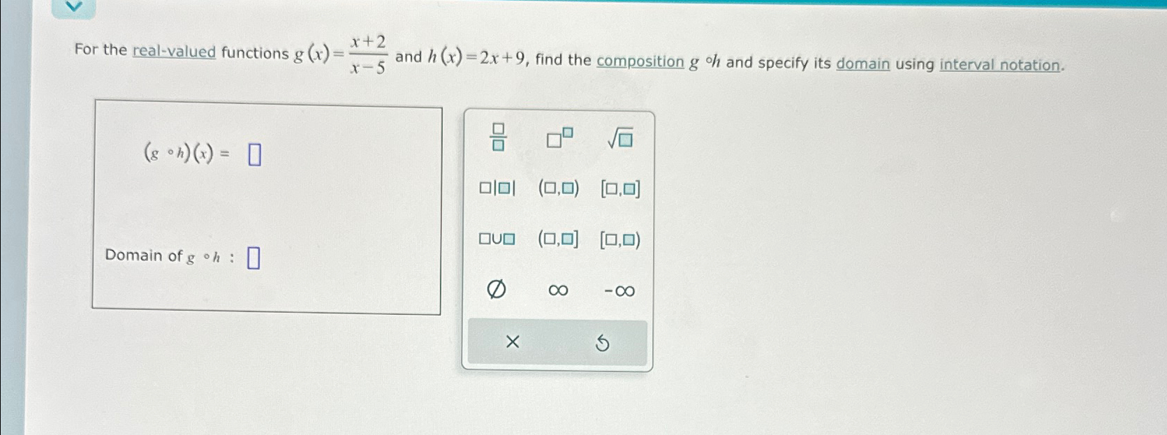 Solved For the real-valued functions g(x)=x+2x-5 ﻿and | Chegg.com