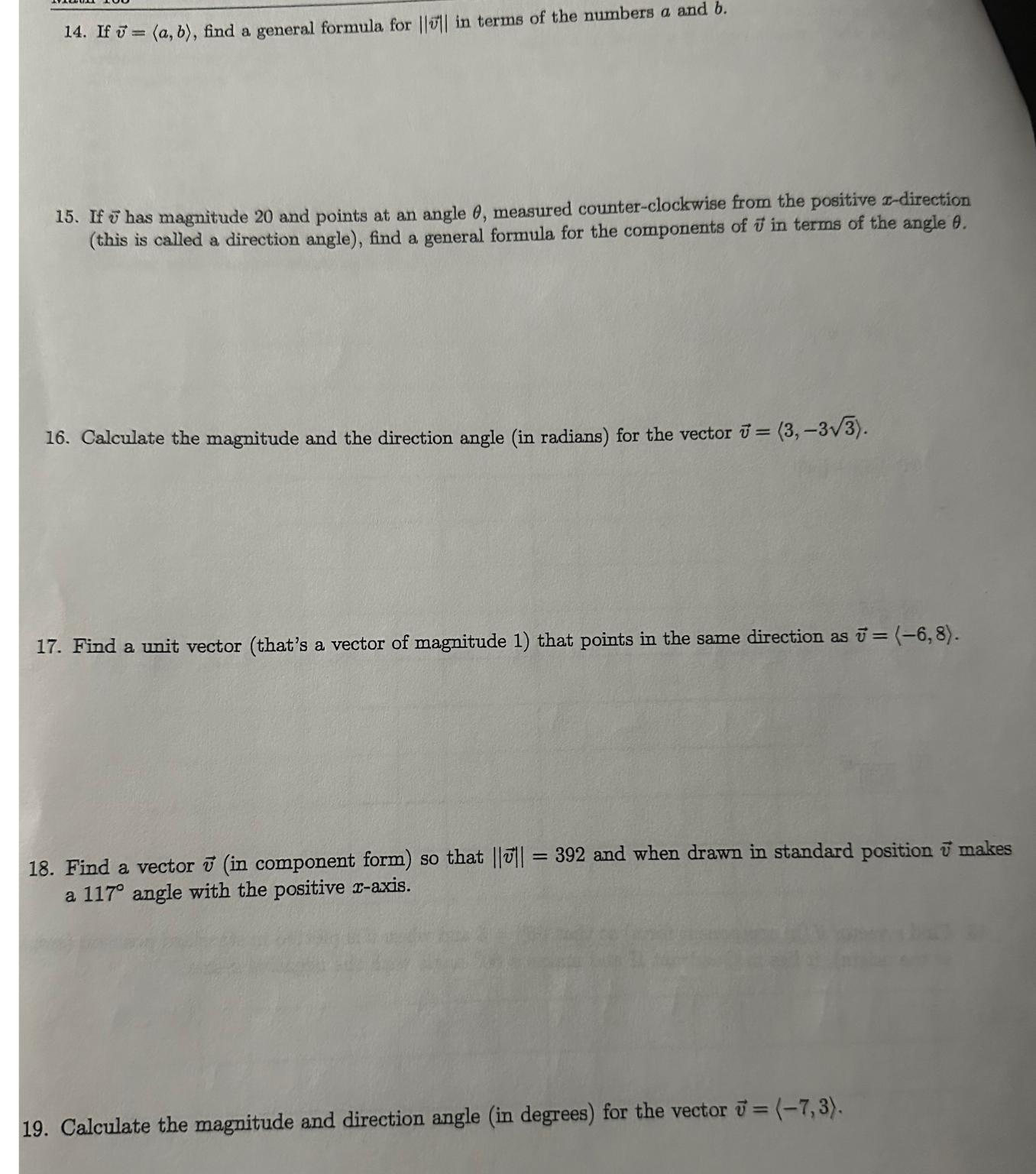 Solved If vec(v)=(:a,b:), ﻿find a general formula for | Chegg.com