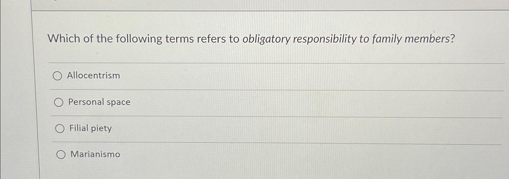 Solved Which of the following terms refers to obligatory | Chegg.com