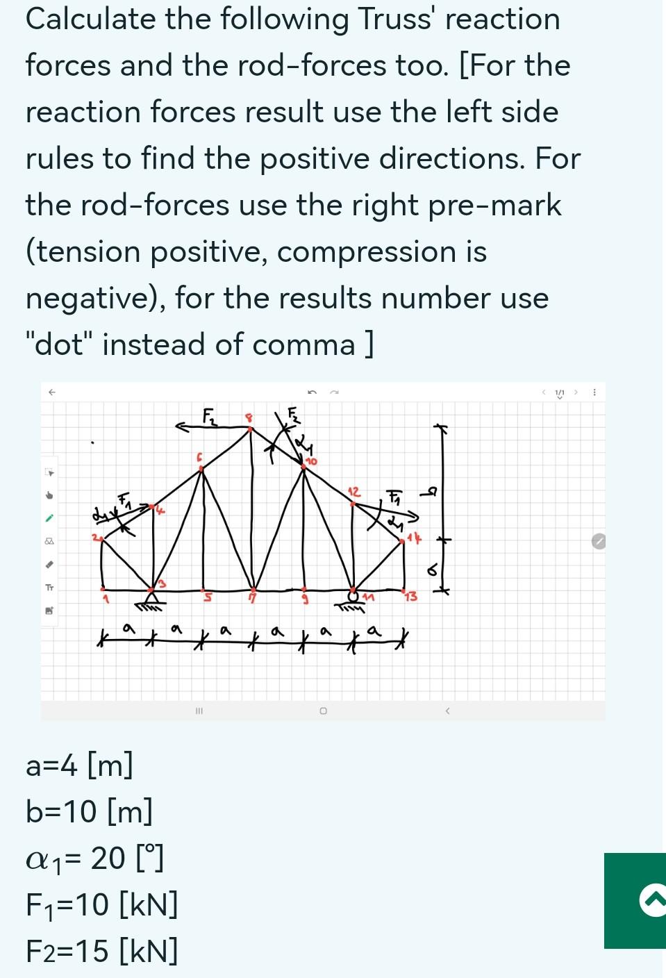 Solved Calculate the following Truss' reaction forces and | Chegg.com