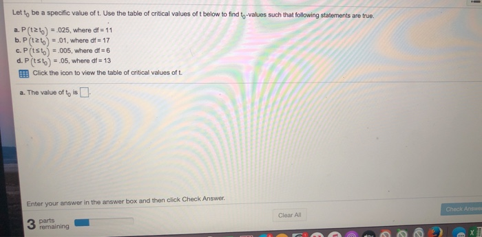 Solved Let to be a specific value of t. Use the table of | Chegg.com