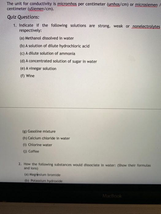 Solved CHEM 110 Lab: Solution Conductivity Conductivity of a | Chegg.com