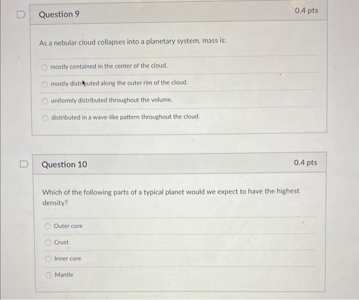 Solved As a nebular cloud collapses into a planetary system, | Chegg.com
