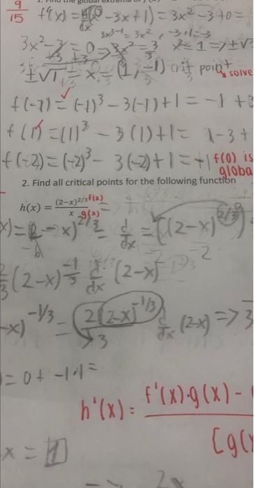 Solved 2. Find all critical points for the following | Chegg.com