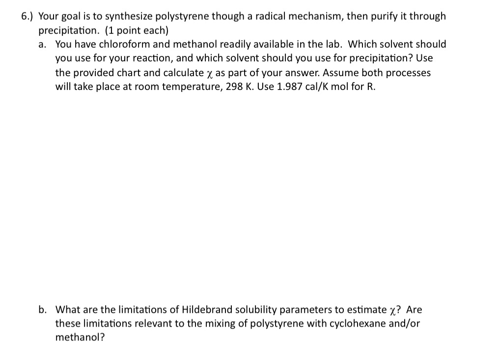 Solved 6.) ﻿Your goal is to synthesize polystyrene though a | Chegg.com