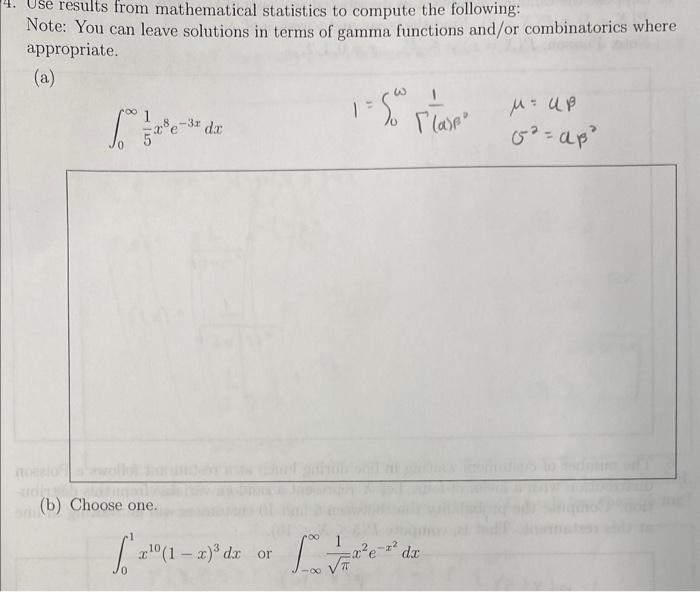 Solved Use results from mathematical statistics to compute | Chegg.com