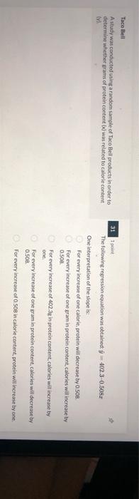 Solved Taco Bell A study was conducted using a random sample | Chegg.com