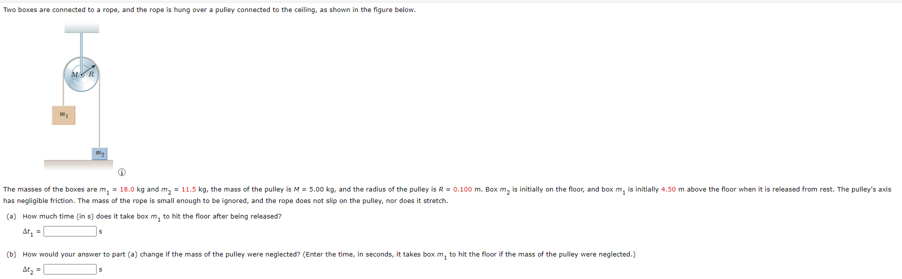Solved Two boxes are connected to a rope, and the rope is | Chegg.com
