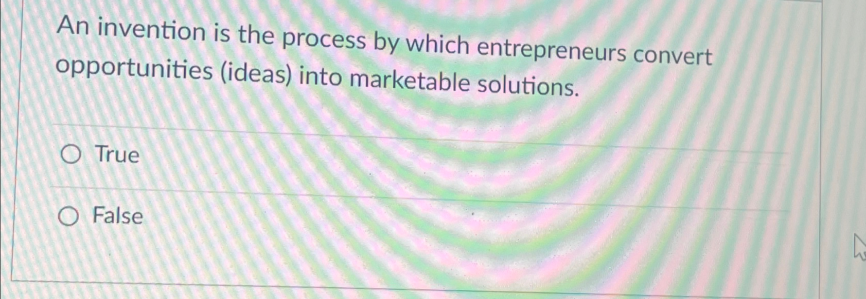 Solved An invention is the process by which entrepreneurs | Chegg.com