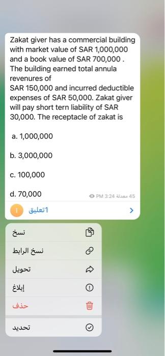 Solved Zakat giver has a commercial building with market | Chegg.com