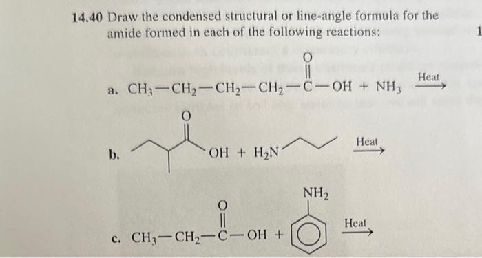 Solved 14.40 Draw the condensed structural or line-angle | Chegg.com