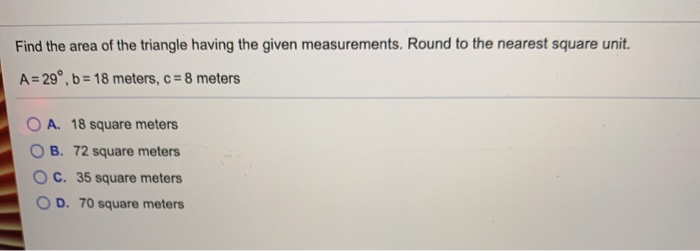 Solved Find the area of the triangle having the given | Chegg.com