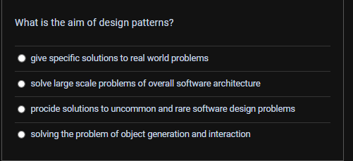 Solved What is the aim of design patterns?give specific | Chegg.com