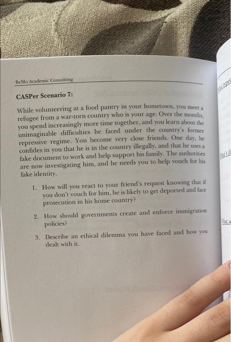 Solved BeMo Academic Consulting CASPer Scenario 7: While | Chegg.com