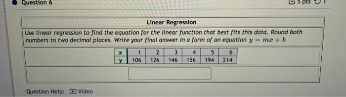 Solved Question 6 Mpl Linear Regression Use linear | Chegg.com