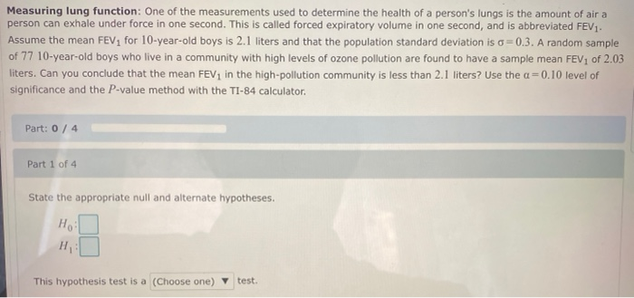Solved Measuring lung function: One of the measurements used | Chegg.com