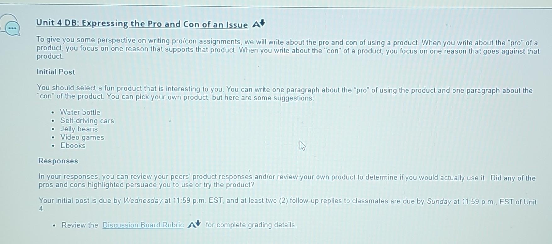 To give you some perspective on writing pro/con | Chegg.com