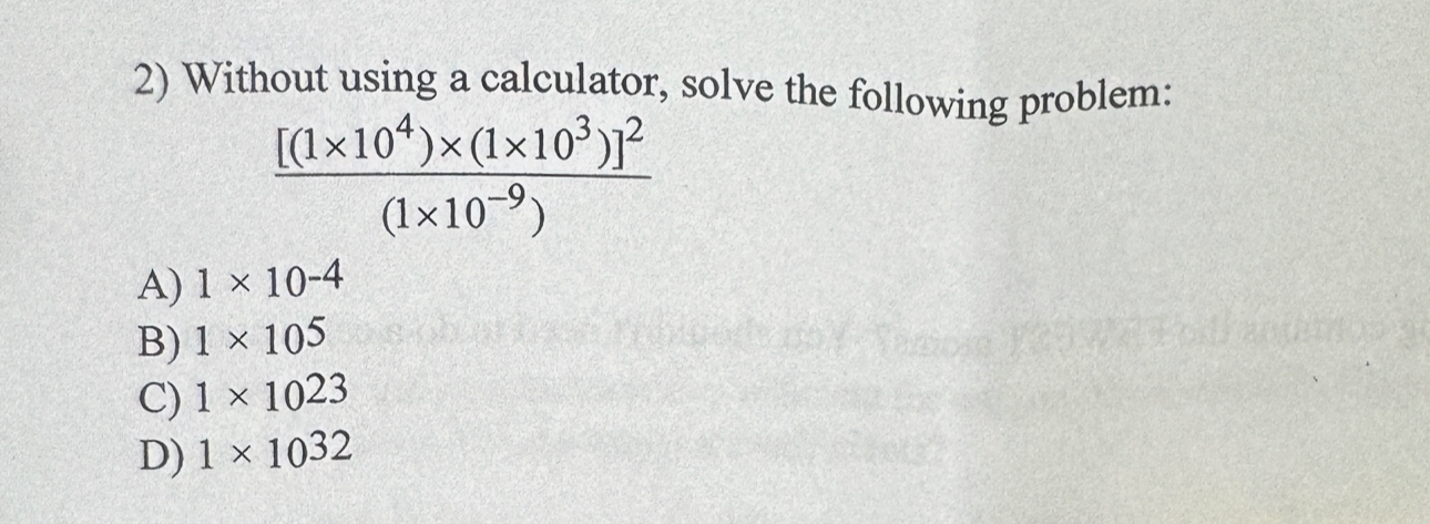 Solved Without using a calculator, solve the following | Chegg.com