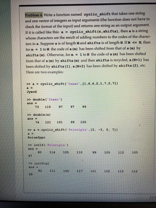 Solved Problem 4. Write a function named cyclic_shift that | Chegg.com