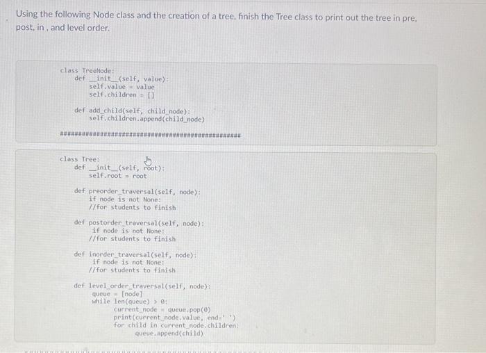 Solved Using the following Node class and the creation of a | Chegg.com
