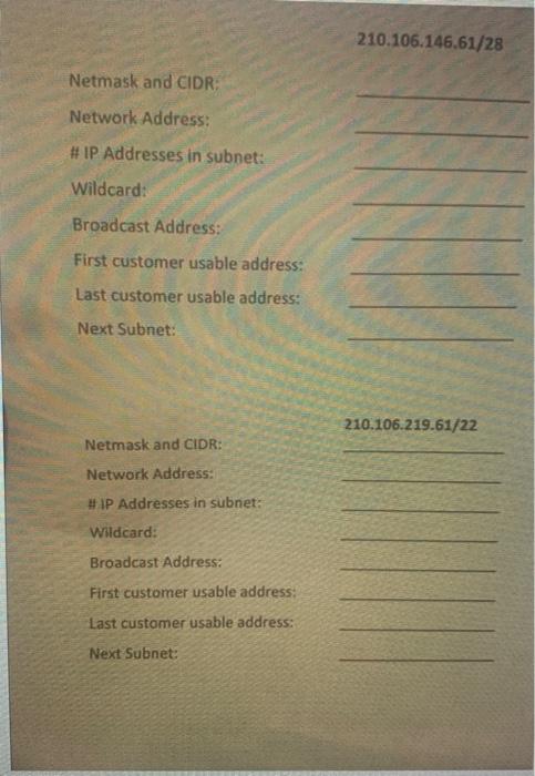 Solved 2101061466128 Netmask And Cidr Network Address 