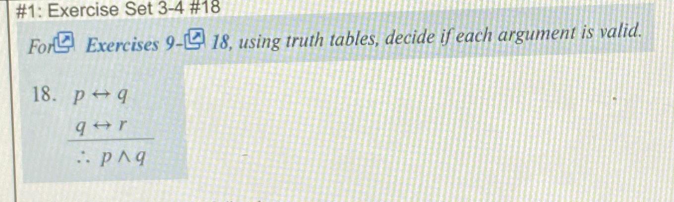 Solved #1: Exercise Set 3-4 ﻿#18For Exercises | Chegg.com