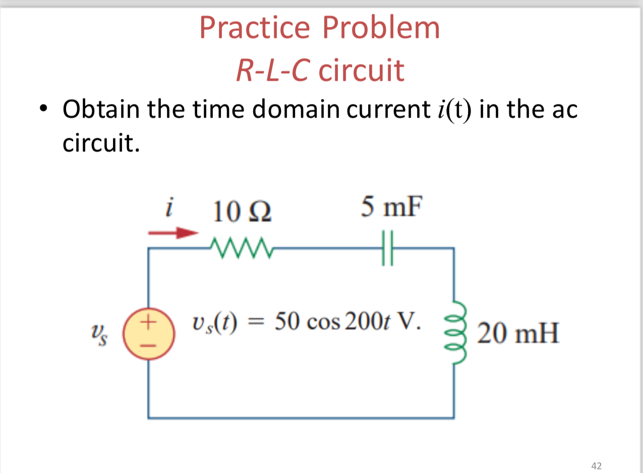 Solved Practice ProblemR-L-C ﻿circuitObtain the time domain | Chegg.com