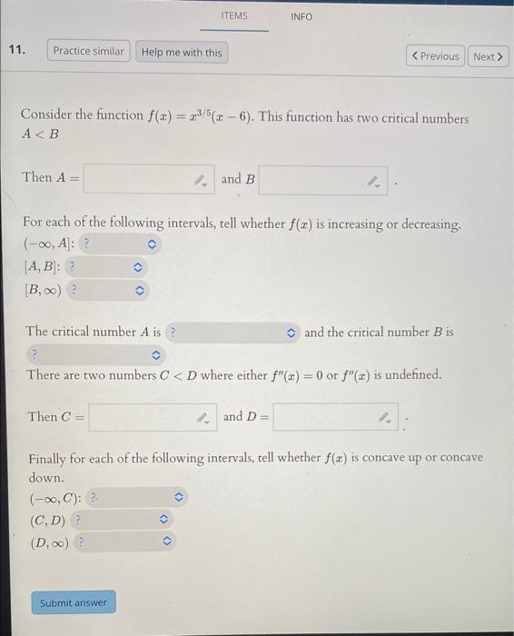 Solved Consider the function f(x)=x3/5(x−6). This function | Chegg.com
