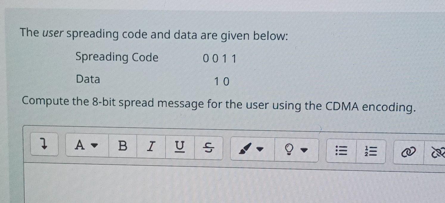 Solved The user spreading code and data are given below: | Chegg.com