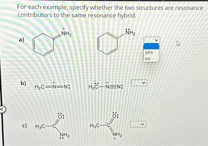 Solved For each example, specify whether the two structures | Chegg.com