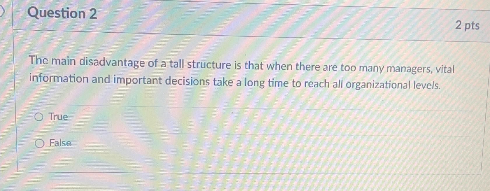 Solved Question 22ptsThe main disadvantage of a tall | Chegg.com