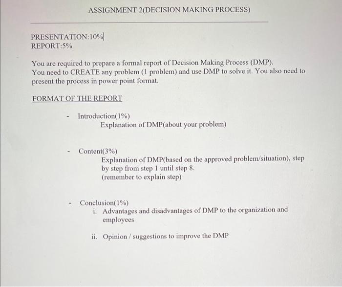 Solved PRESENTATION: 10% REPORT: 5% You are required to | Chegg.com