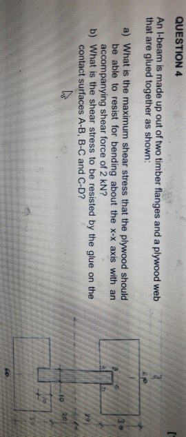 Solved QUESTION 4 An I-beam is made up out of two timber | Chegg.com