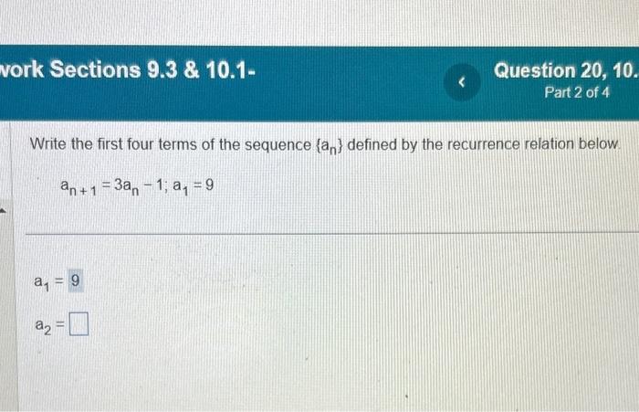 Solved Write the first four terms of the sequence {an} | Chegg.com