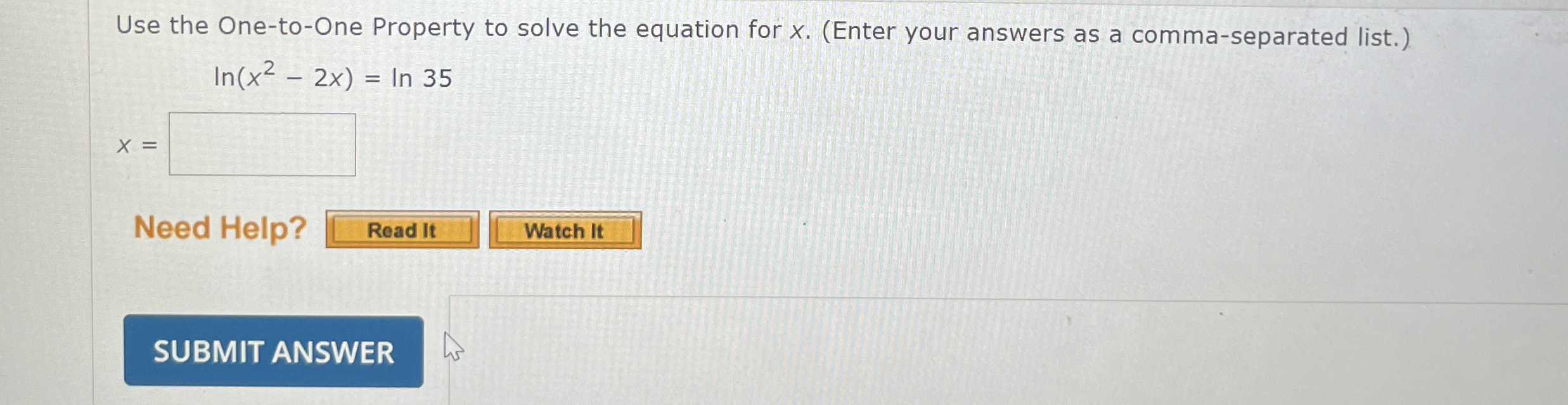 Solved Use the One-to-One Property to solve the equation for | Chegg.com