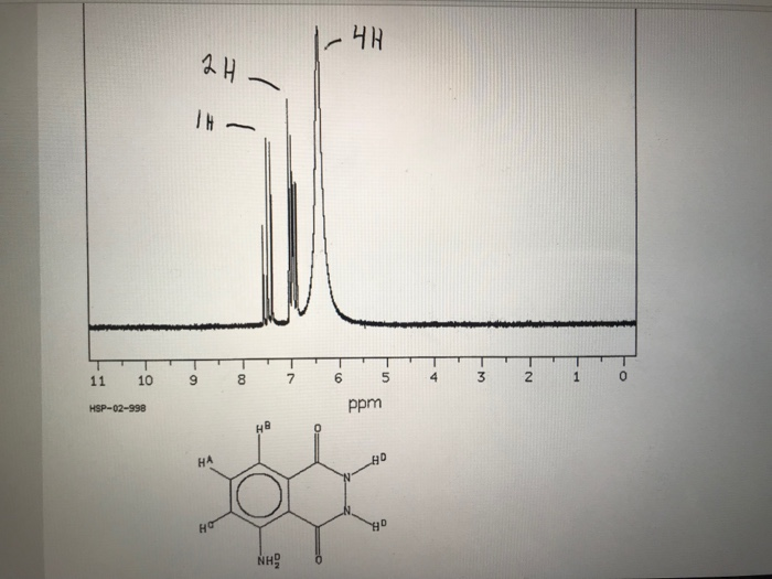 Solved This is the given 1H NMR for luminol. Where do these | Chegg.com