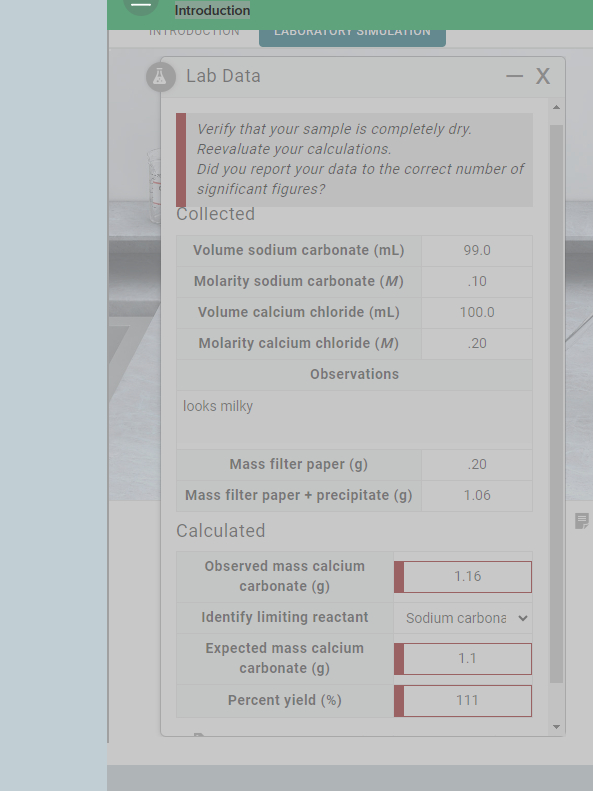 Solved A Lab DataVerify that your sample is completely | Chegg.com