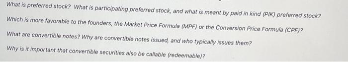 Solved What is preferred stock? What is participating | Chegg.com