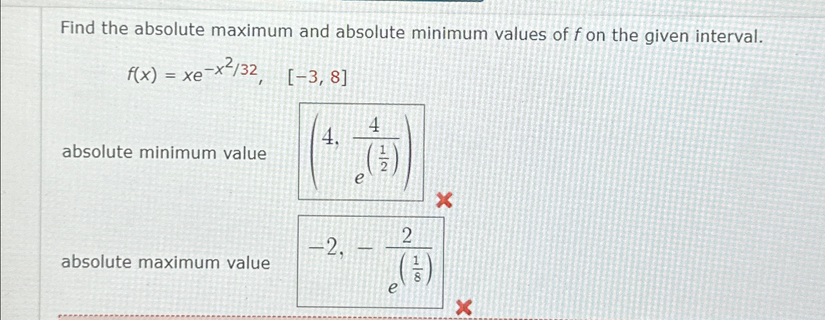Solved Find the absolute maximum and absolute minimum values | Chegg.com