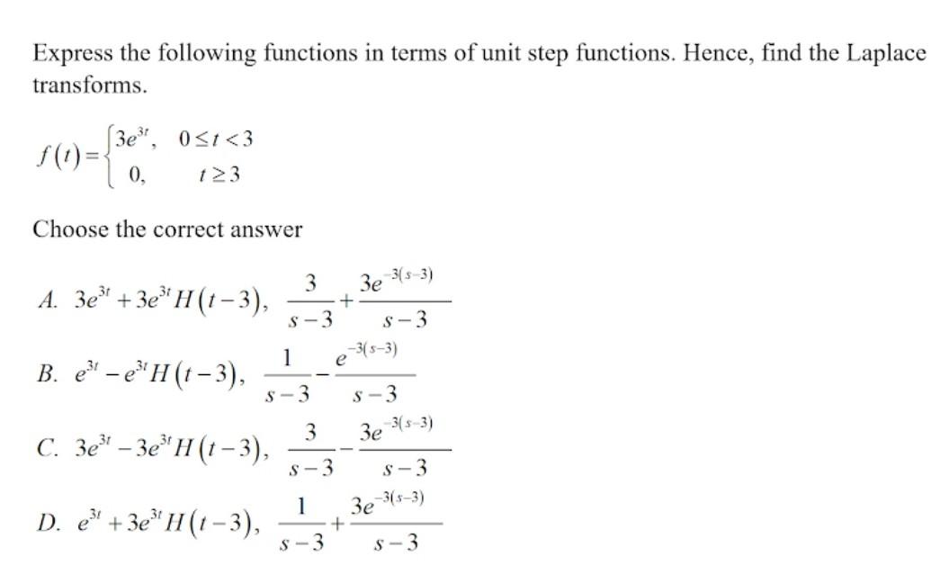 Solved Express the following functions in terms of unit step | Chegg.com
