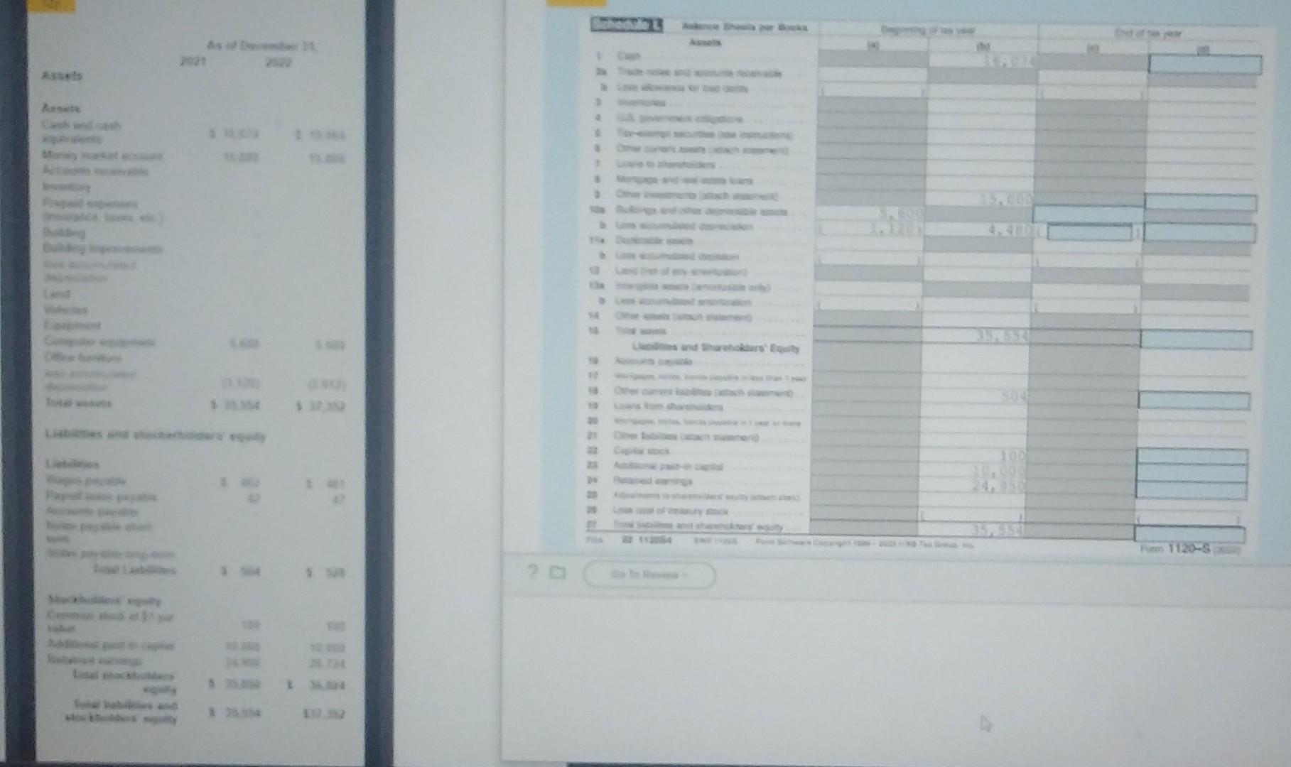 Solved use balance sheet to fill in end of year values on | Chegg.com