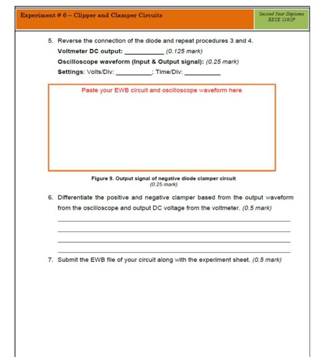 Solved Experiment # 6 - Clipper and Clamper Circuits Second | Chegg.com