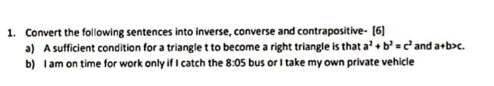 Solved 1. Convert the following sentences into inverse, | Chegg.com