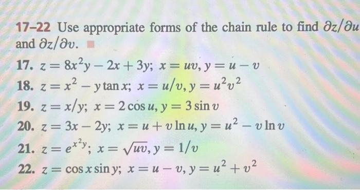 Solved 17-22 Use appropriate forms of the chain rule to find | Chegg.com