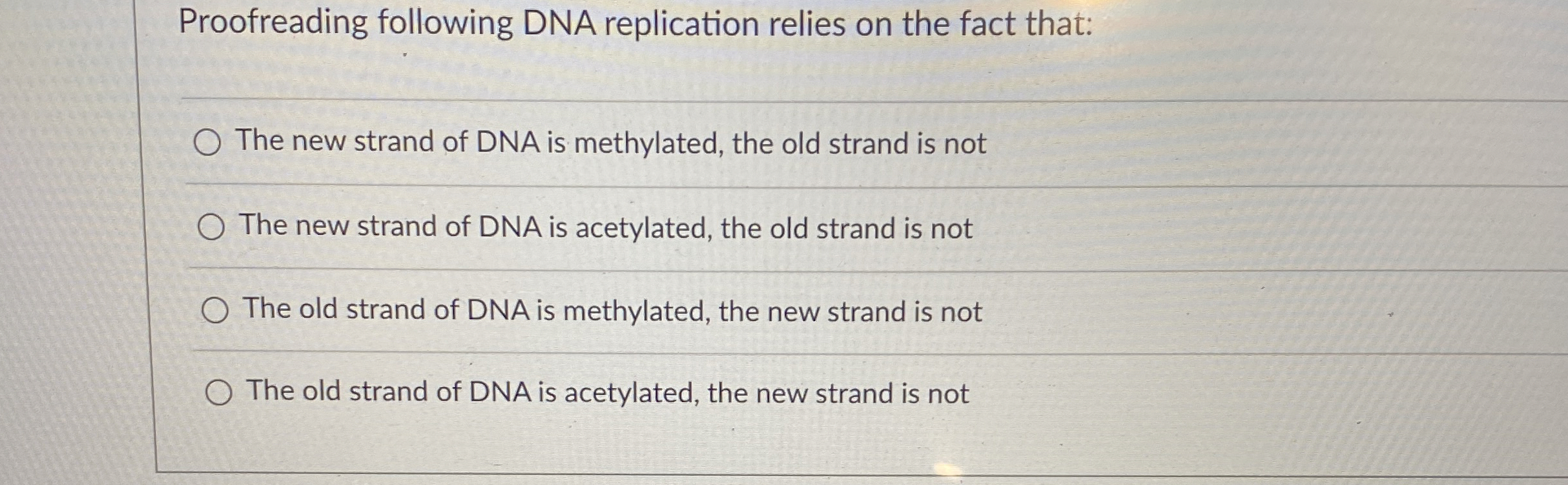Solved Proofreading following DNA replication relies on the | Chegg.com