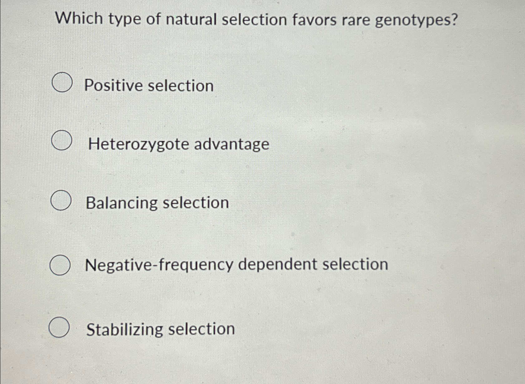 Solved Which type of natural selection favors rare | Chegg.com