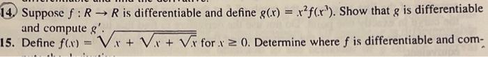 Solved 4. Suppose f:R→R is differentiable and define | Chegg.com