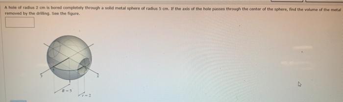 Solved A hole of radius 2 cm is hored completely through a | Chegg.com