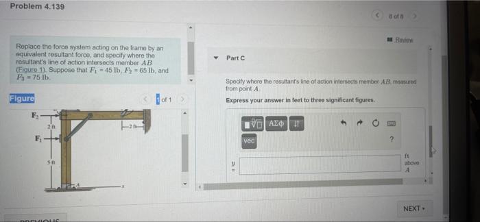 Solved O O o Roviow Part A Replace the force system acting | Chegg.com