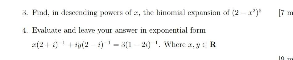 Solved 3. Find, in descending powers of x, the binomial | Chegg.com